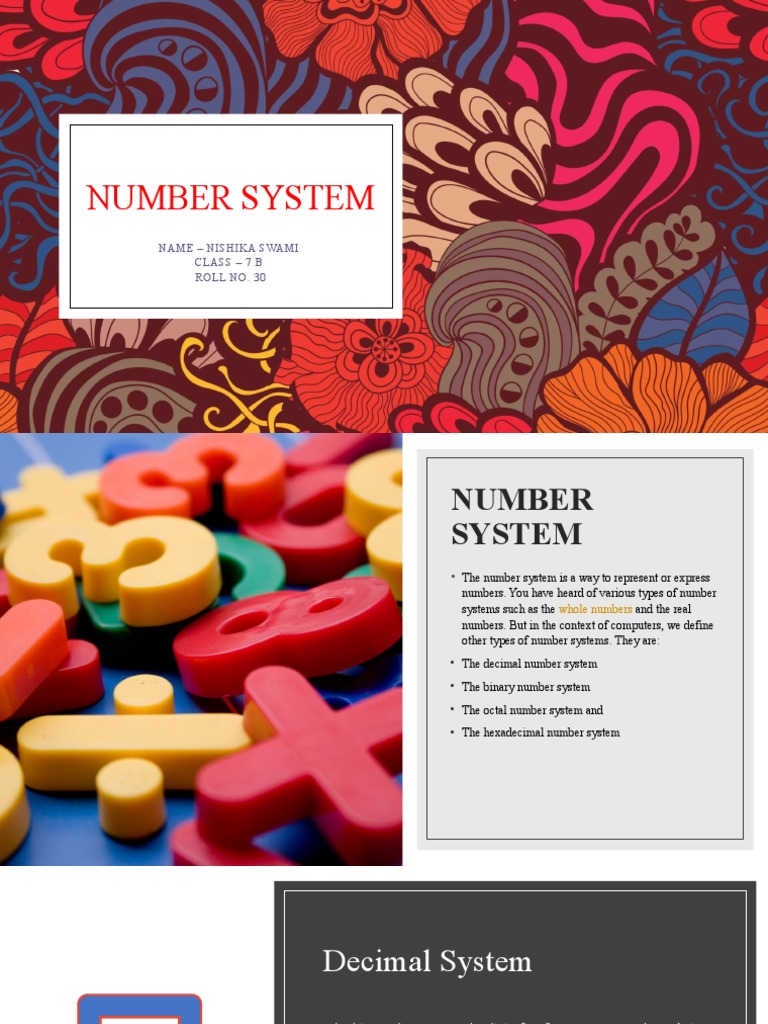 Number System: Name - Nishika Swami Class - 7 B Roll No. 30 | PDF ...