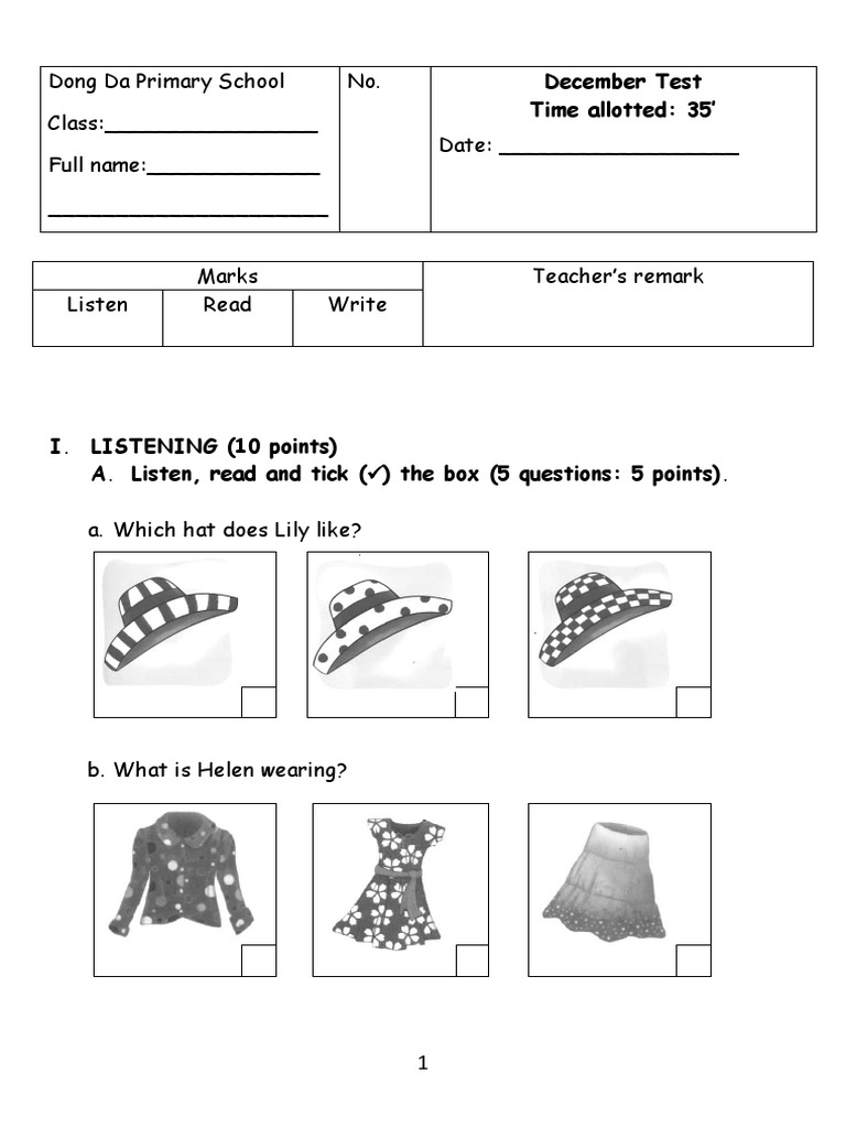 Let's Go 3 - Unit 4 - TEST | PDF | Softlines (Retail) | Fashion