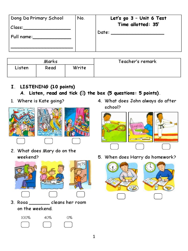 Let's Go 3 - Unit 6 - TEST | PDF