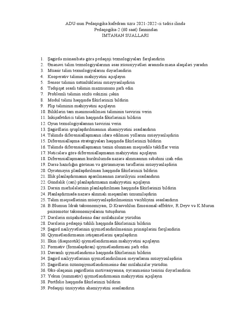 Pedaqogika 2 Az | PDF