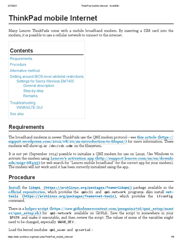 ThinkPad Mobile Internet - ArchWiki Seting Modem Thinkpad t440 | PDF ...