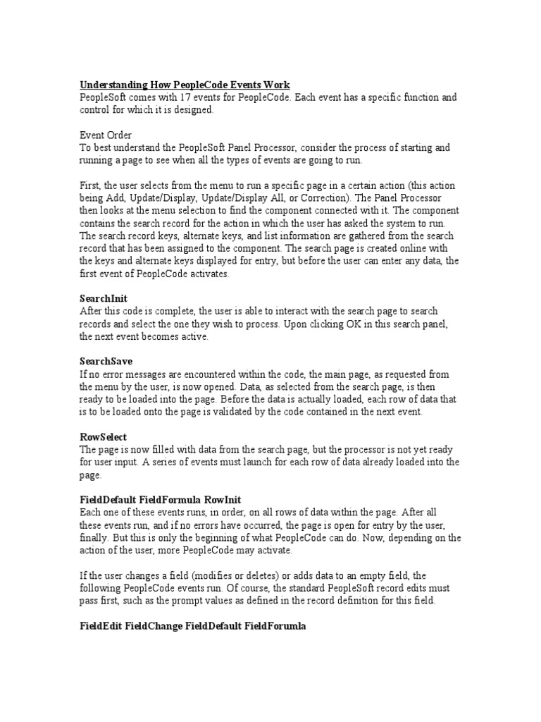 Understanding How PeopleCode Events Work | PDF | Databases | Sql