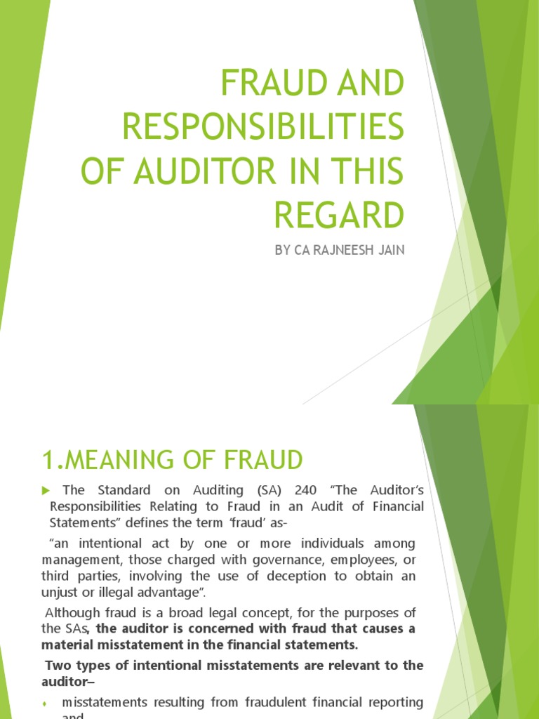 CH-5 Fraud and Auditor Responsibility | PDF | Fraud | Financial Audit