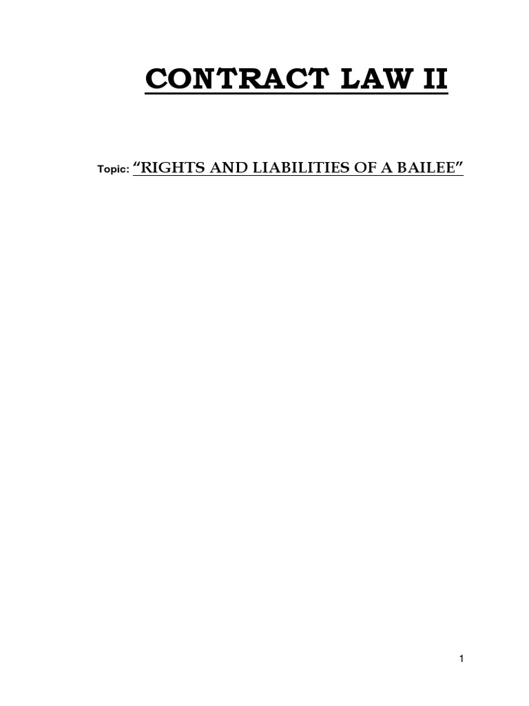 Rights and Liabilities of Bailee | PDF | Damages | Legal Liability