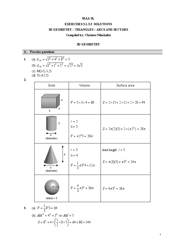3D Geometry Triangle Solutions Guide | PDF | Sine | Trigonometric Functions