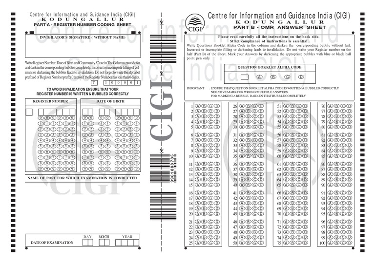 PSC Answer Sheet01 | PDF