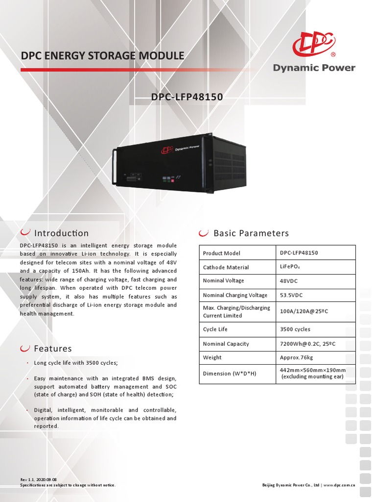 05 Dpc Lfp48150 Datasheet V1 1 200908 Pdf Lithium Ion Battery