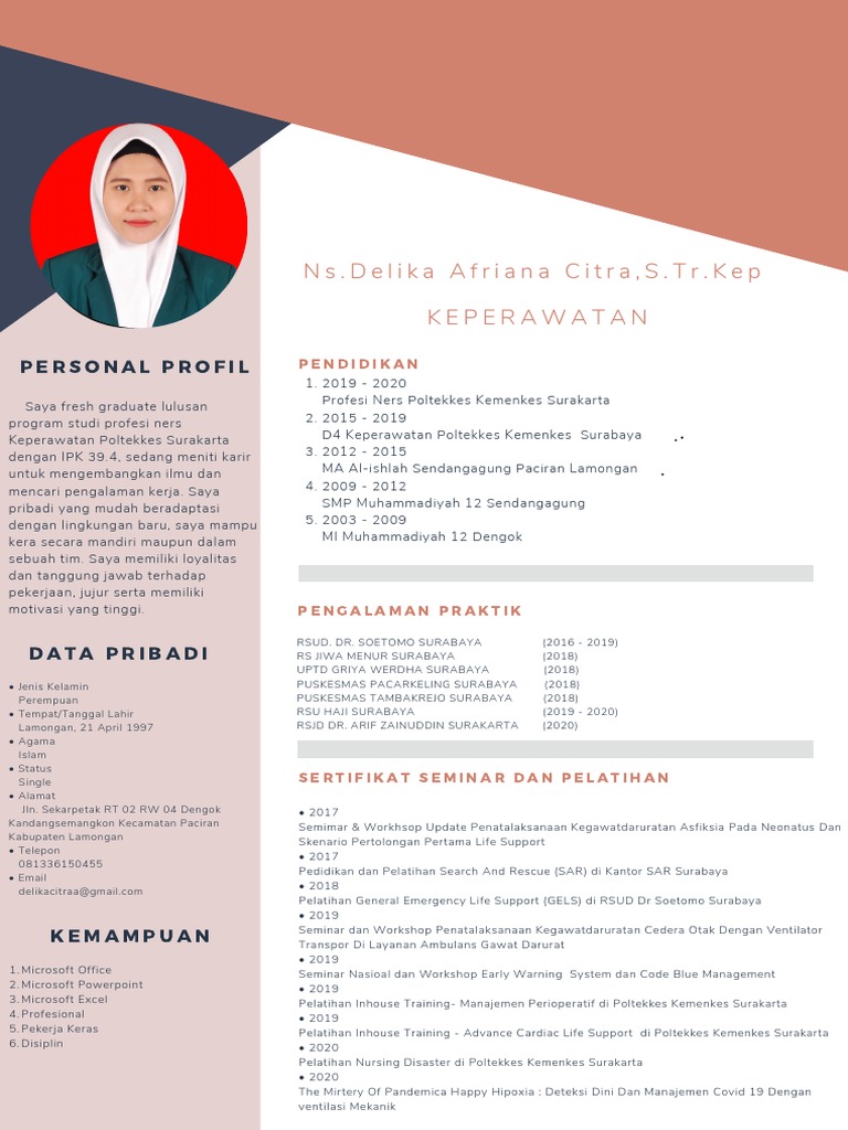 Contoh CV Perawat Ners Fresh Graduate | PDF