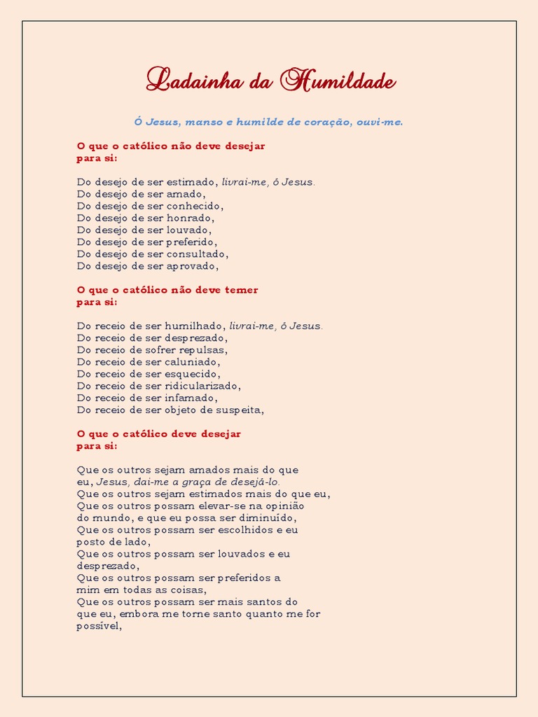 Ladainha da Humildade Católica | PDF