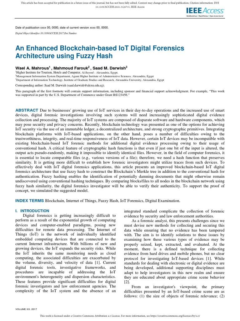 An Enhanced Blockchain Based Iot Digital Forensics Pdf Internet Of Things Digital Forensics