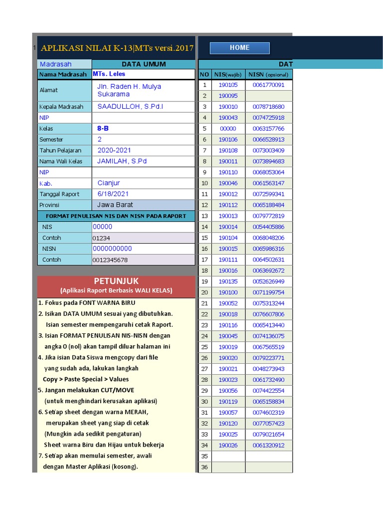 Aplikasi Raport Manual k13 | PDF