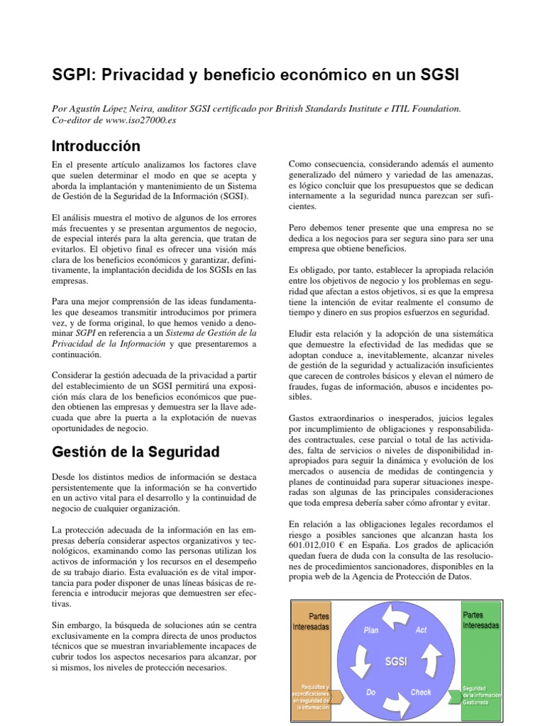 SGPI Beneficios Cos SGSI | PDF | Toma de decisiones | Beneficio (economía)
