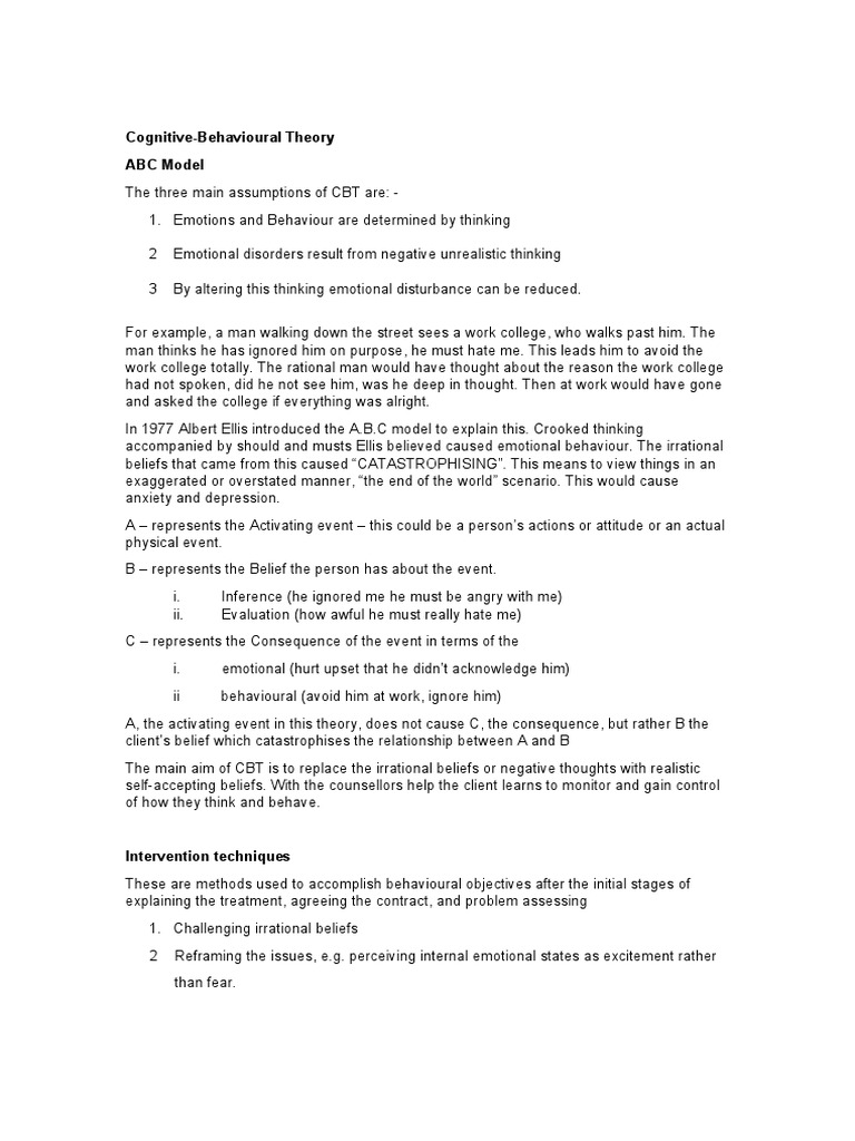 ABC Theory | PDF | Rational Emotive Behavior Therapy | Cognitive Therapy