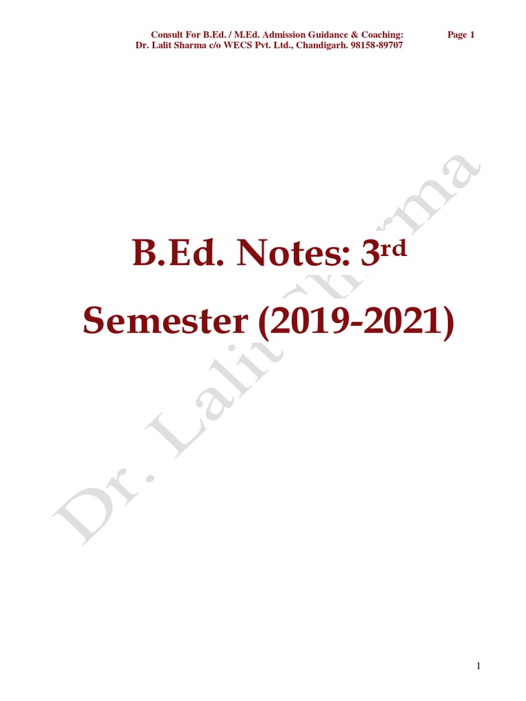 3rd Semester B.Ed. Notes | PDF | Educational Assessment | Id