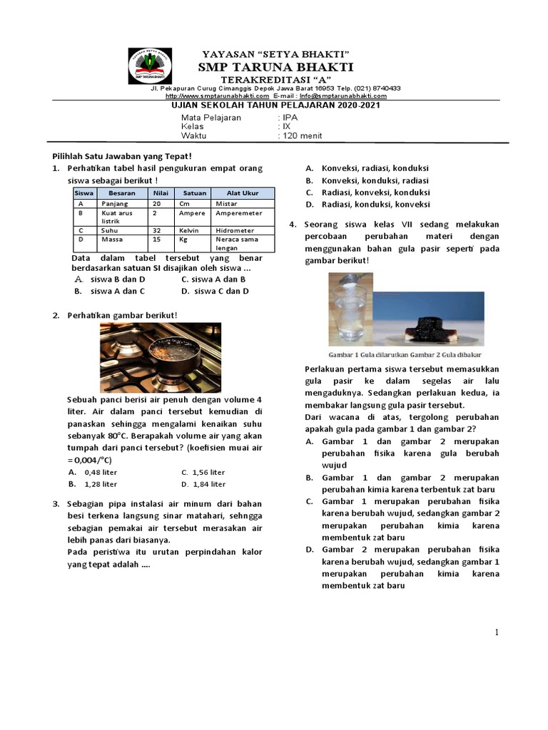 Soal Ujian Sekolah IPA 2022 | PDF