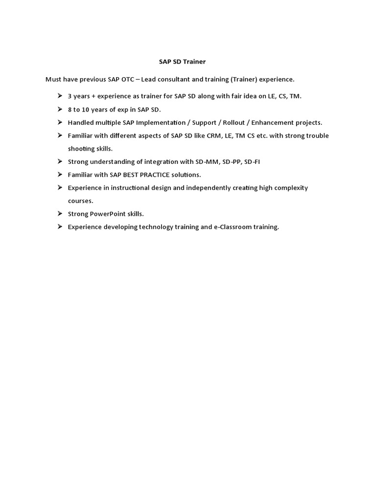 Sap-Sd Trainer JD | PDF