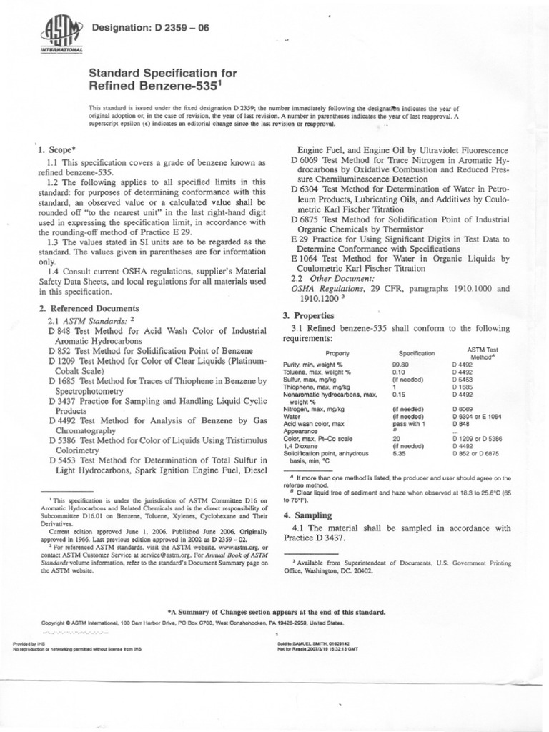 Astm D2359-06 | PDF