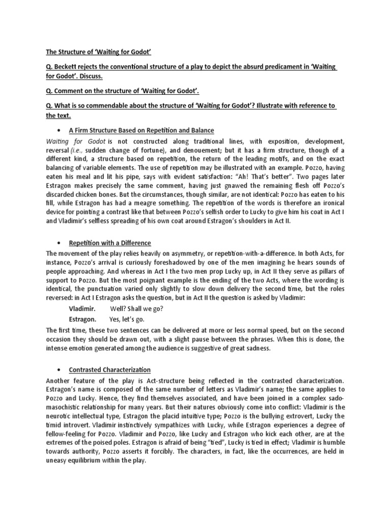 The Structure of Waiting For Godot | PDF