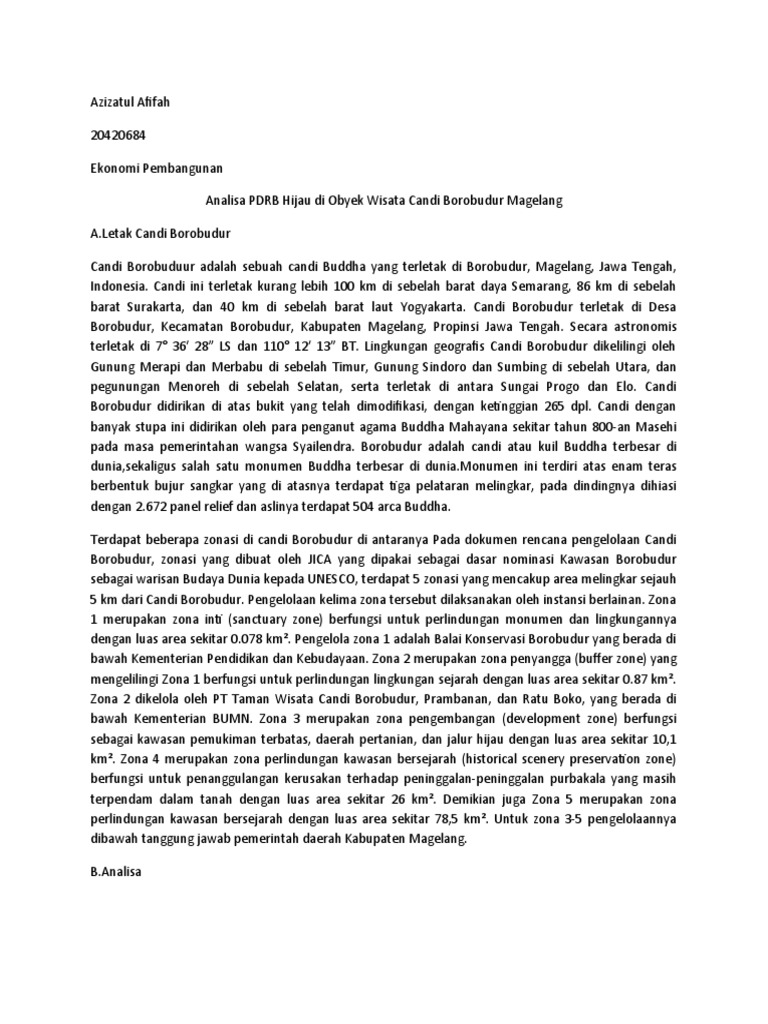 PDRB Hijau Candi Borobudur: Analisa dan Zonasi | PDF | Kesehatan Holistik | Sains & Matematika