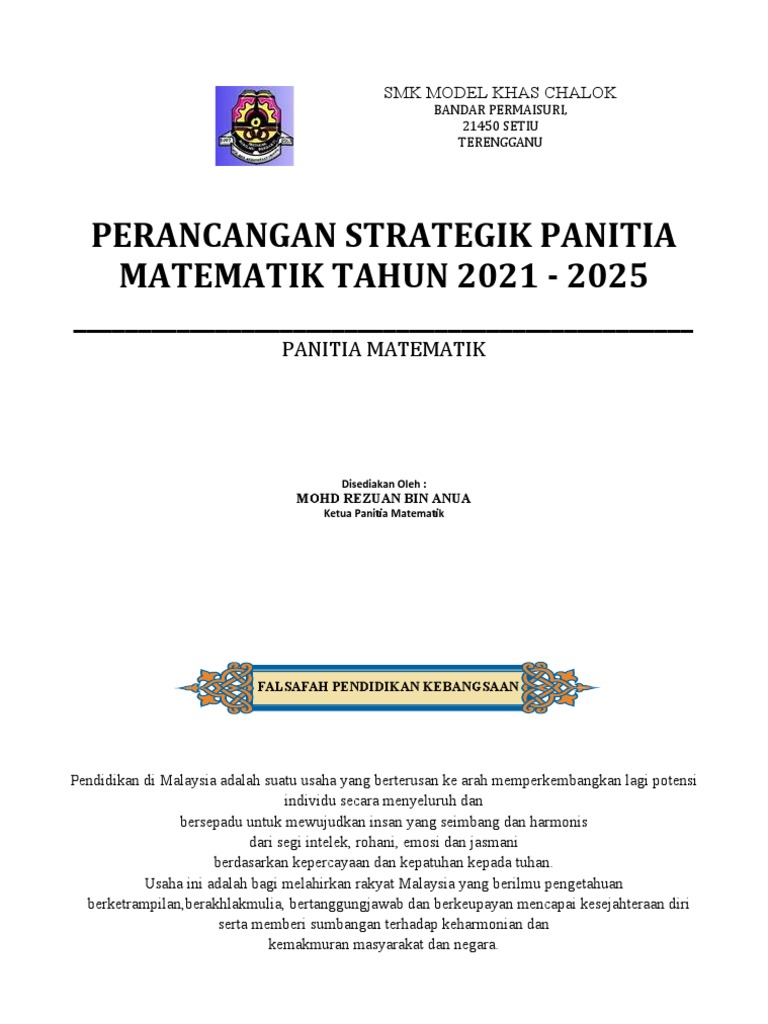 Perancangan Strategik Panitia Matematik 2021-2025 | PDF