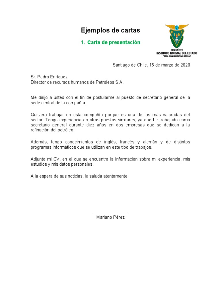 20 Ejemplos de Cartas | PDF