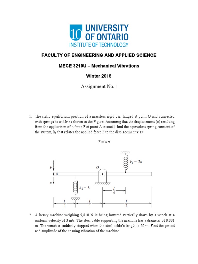 Assignment 1 1 | PDF | Damping | Force