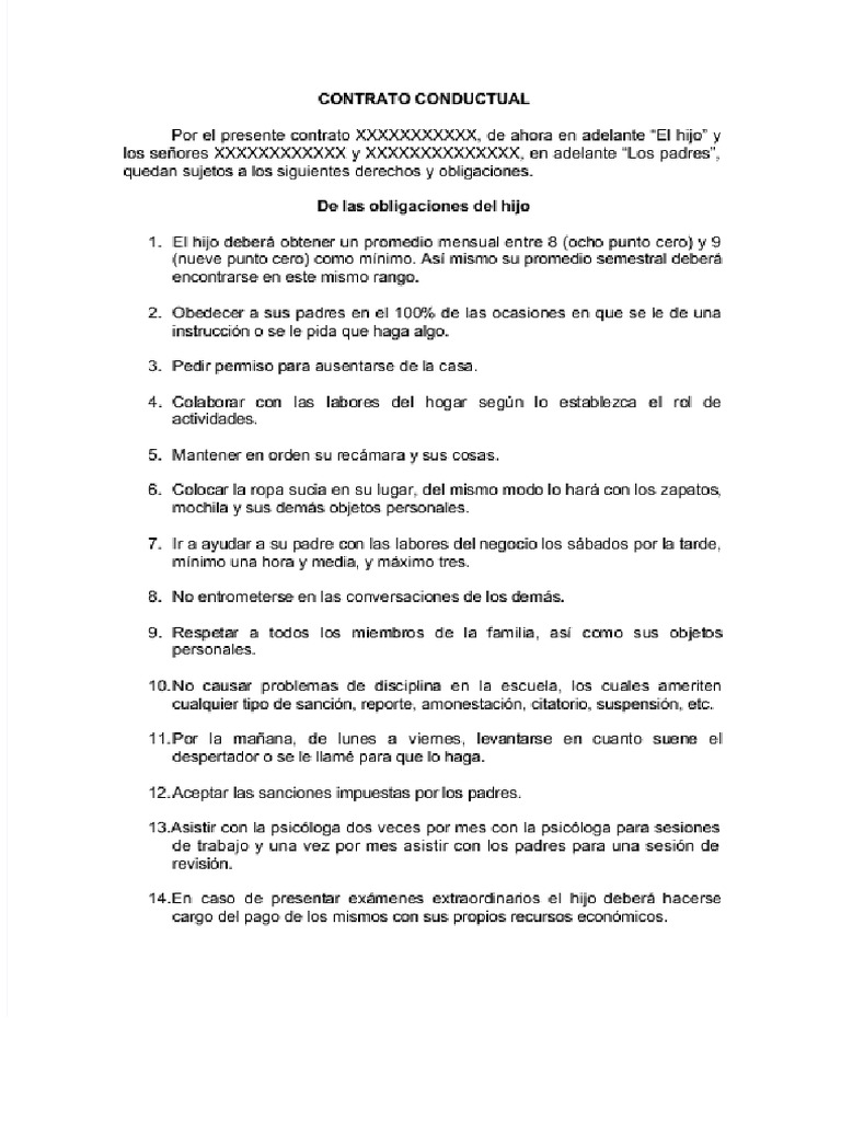 Ejemplo Contratos Conducta | PDF