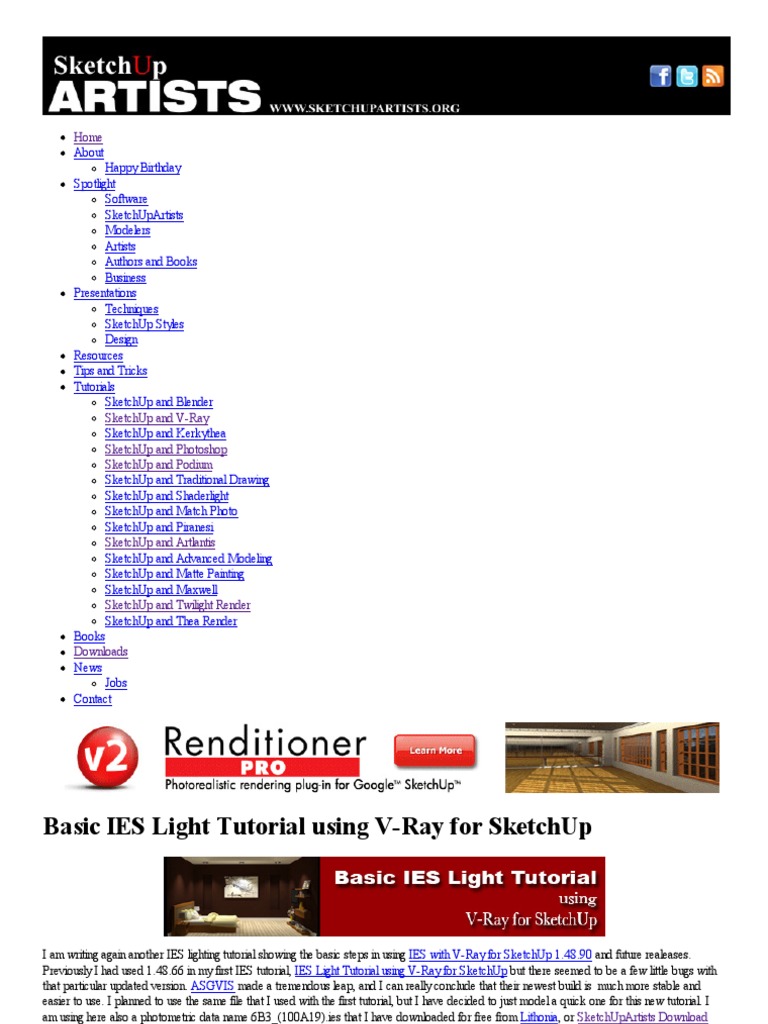 Basic IES Light Tutorial Using V-Ray For SketchUp | PDF | Camera | Exposure (Photography)