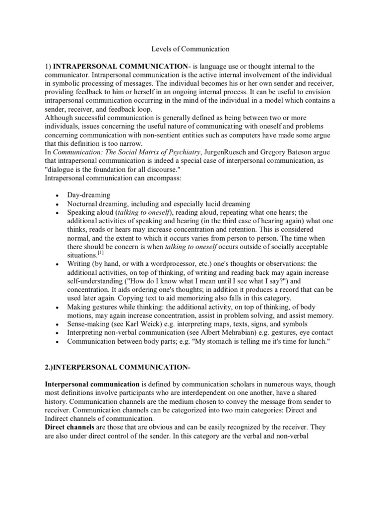 Levels of Communication | PDF