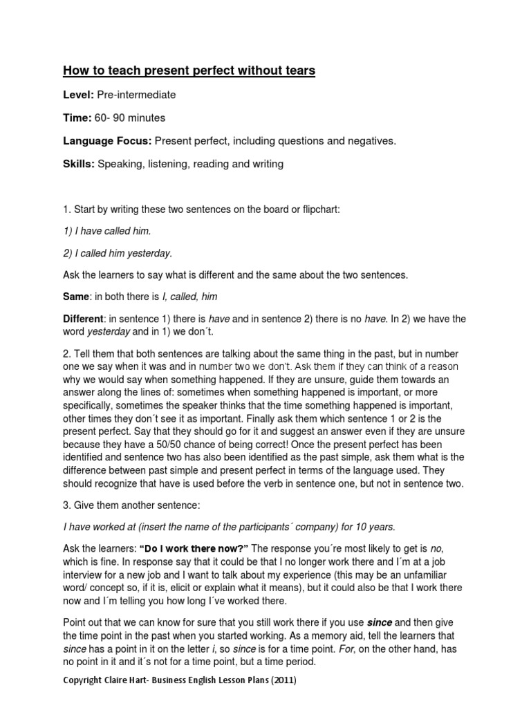 How To Teach Present Perfect Without Tears | PDF | English Language | Verb