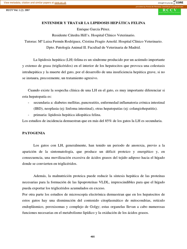 Lipidosis Hepatica | PDF | Gatos | Dieta