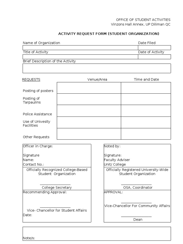 Activity Request Form | PDF | Universities And Colleges