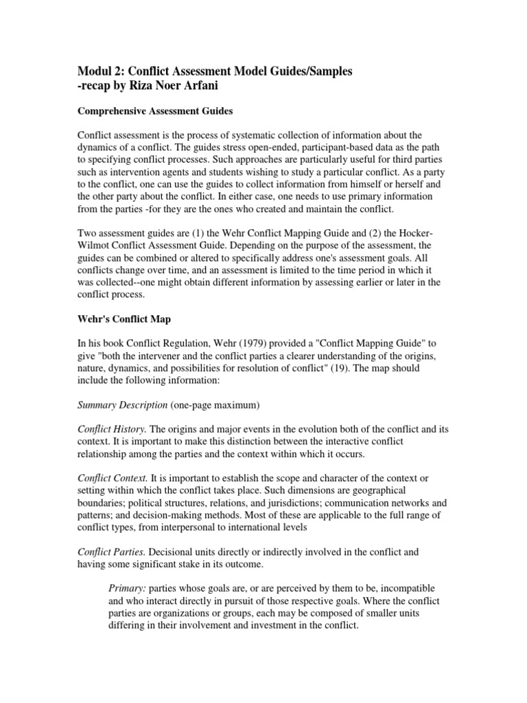 Modul 2 Conflict Assessment Model Guides-Samples | PDF | Perception ...