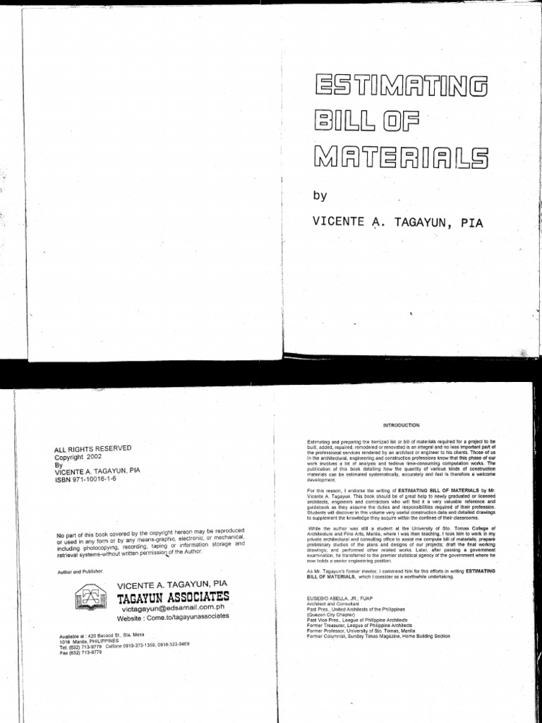 Estimate Bills of Materials by Tagayun | PDF