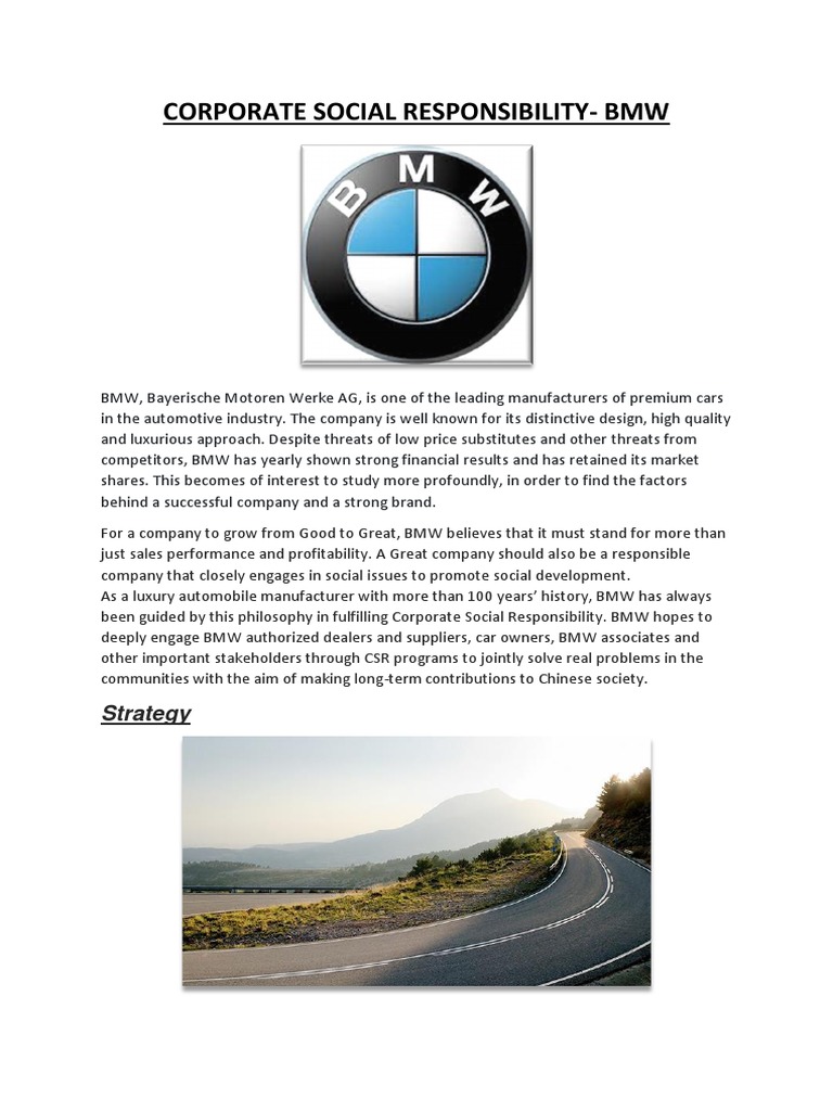 Corporate Social Responsibility-Bmw: Strategy | PDF | Corporate Social ...