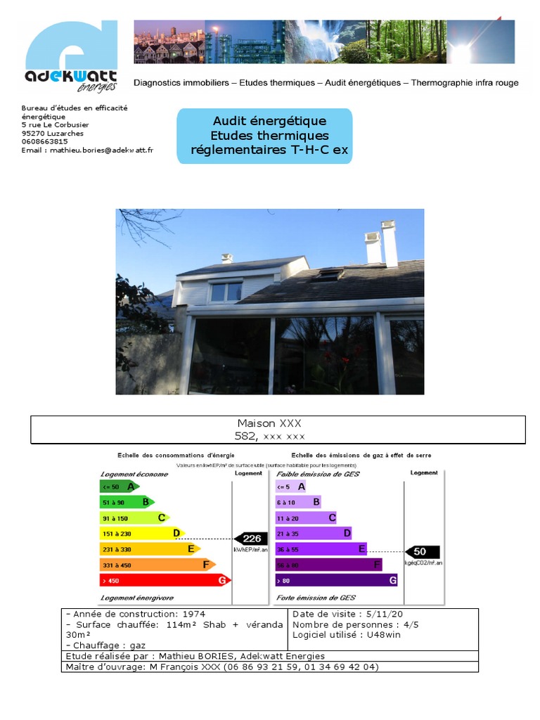 Audit Énergétique Exemple de Maison Individuelle | PDF | Isolation ...