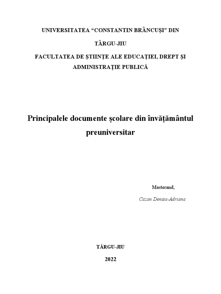 Principalele Documente Scolare | PDF