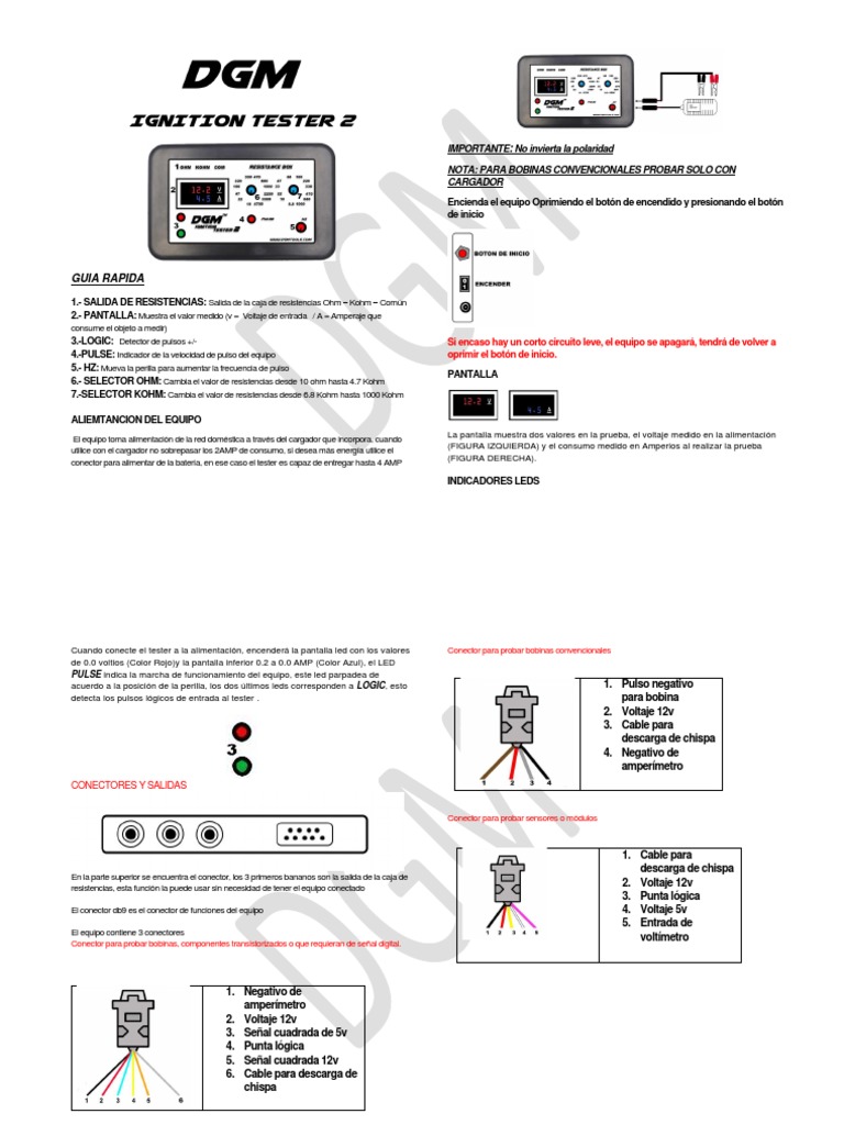 Guia Rapida2 Conexiones (3) Probador de Bobinas | PDF | Diodo emisor de ...