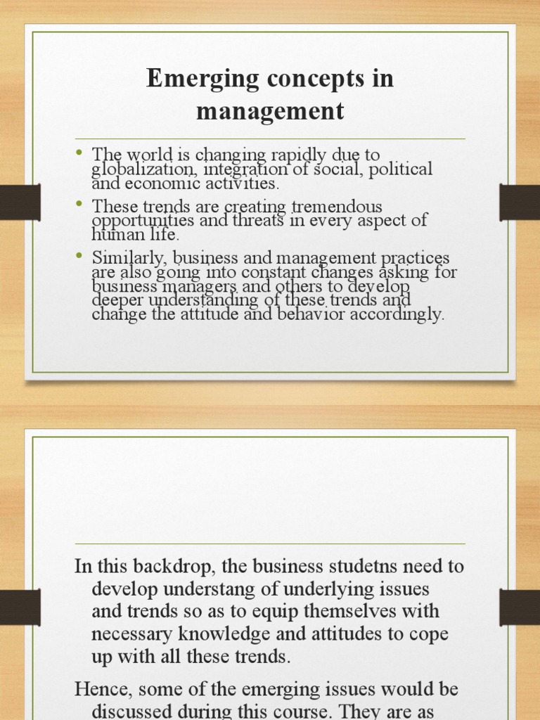 Emerging Concepts in Management | PDF | Entrepreneurship | Corporate ...