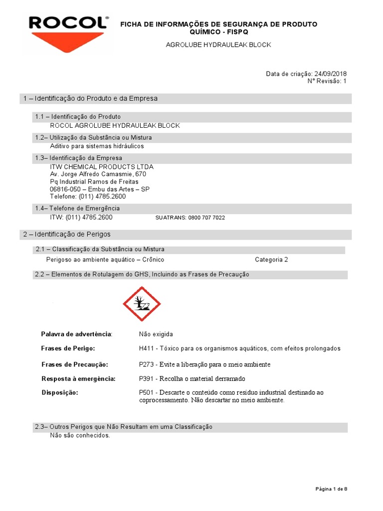 Fispq - Rocol Agrolube Hydrauleak Block 09-10-2018 | PDF | Embalagem e ...