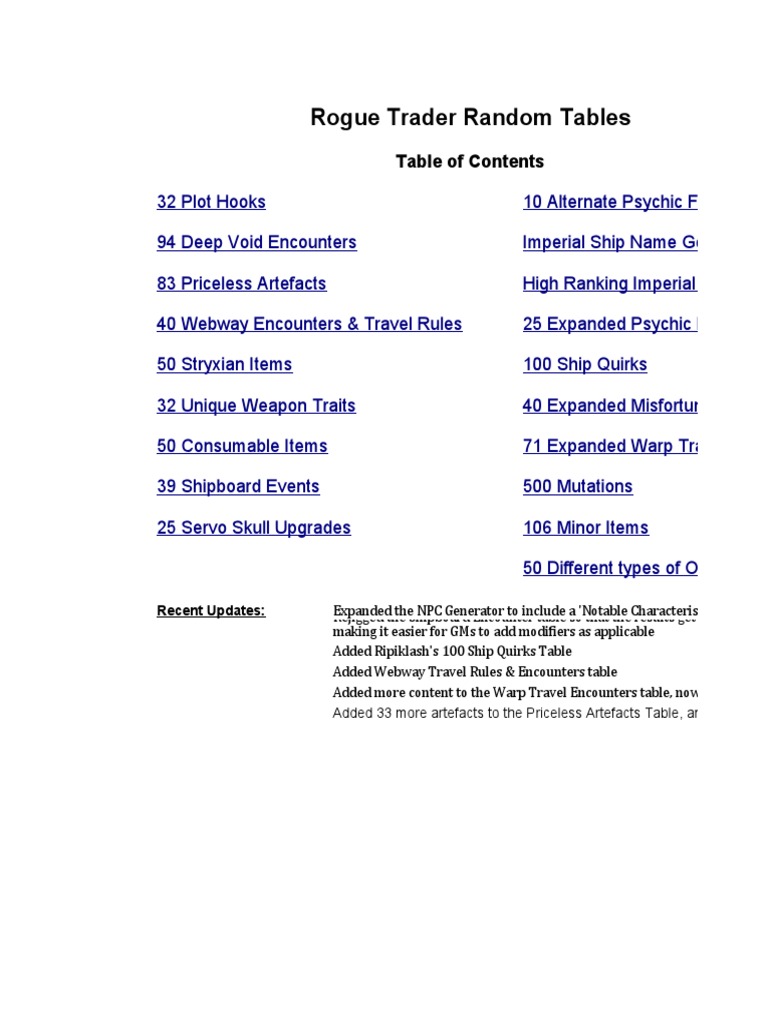 Rogue Trader Random Encounters by Phoog | PDF | Ships