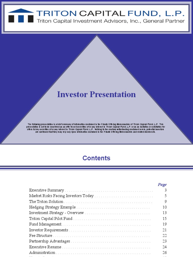 Triton Capital Fund Investor Overview | PDF | Investing | Short (Finance)
