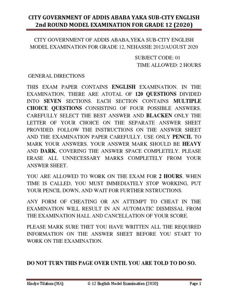 Grade 12 English Model Exam | PDF | Incineration | Waste