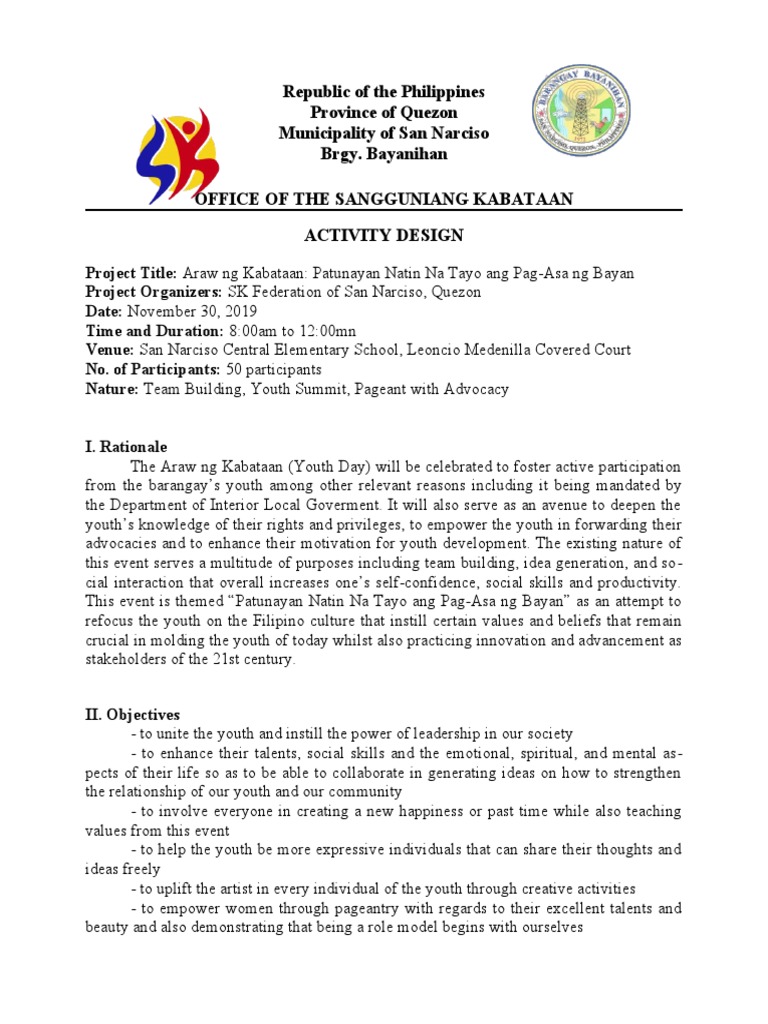 Bayanihan Activity Design | PDF