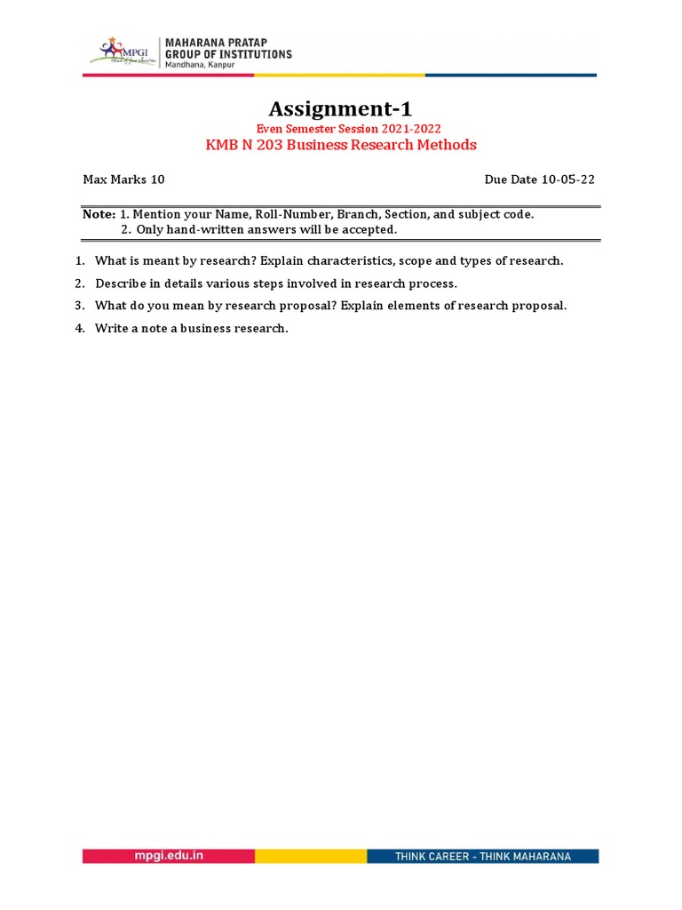 Assignment of Busienss Research Methods KMBN 203 | PDF | Sampling (Statistics) | Cognition