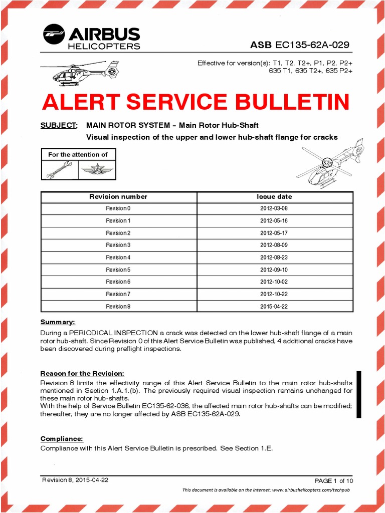 Alert Service Bulletin: ASB EC135-62A-029 | PDF | Helicopter Rotor ...