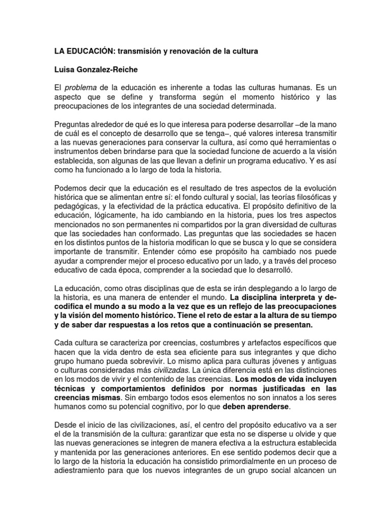 Educacion Como Transformacion Pdf Sociedad Era De Iluminacion