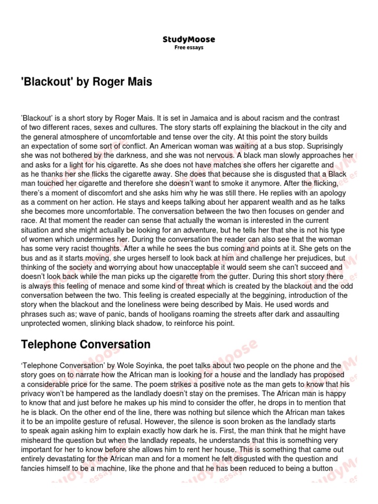 Blackout by Roger Mais | PDF | Thought