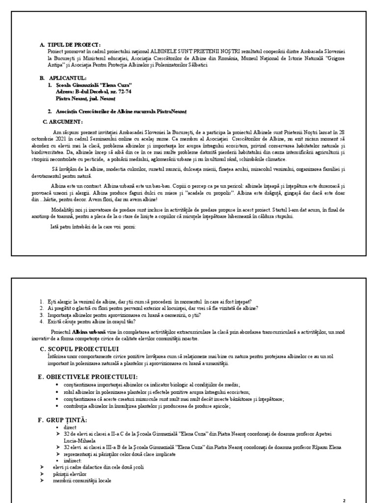 Albina Urbana Proiect | PDF