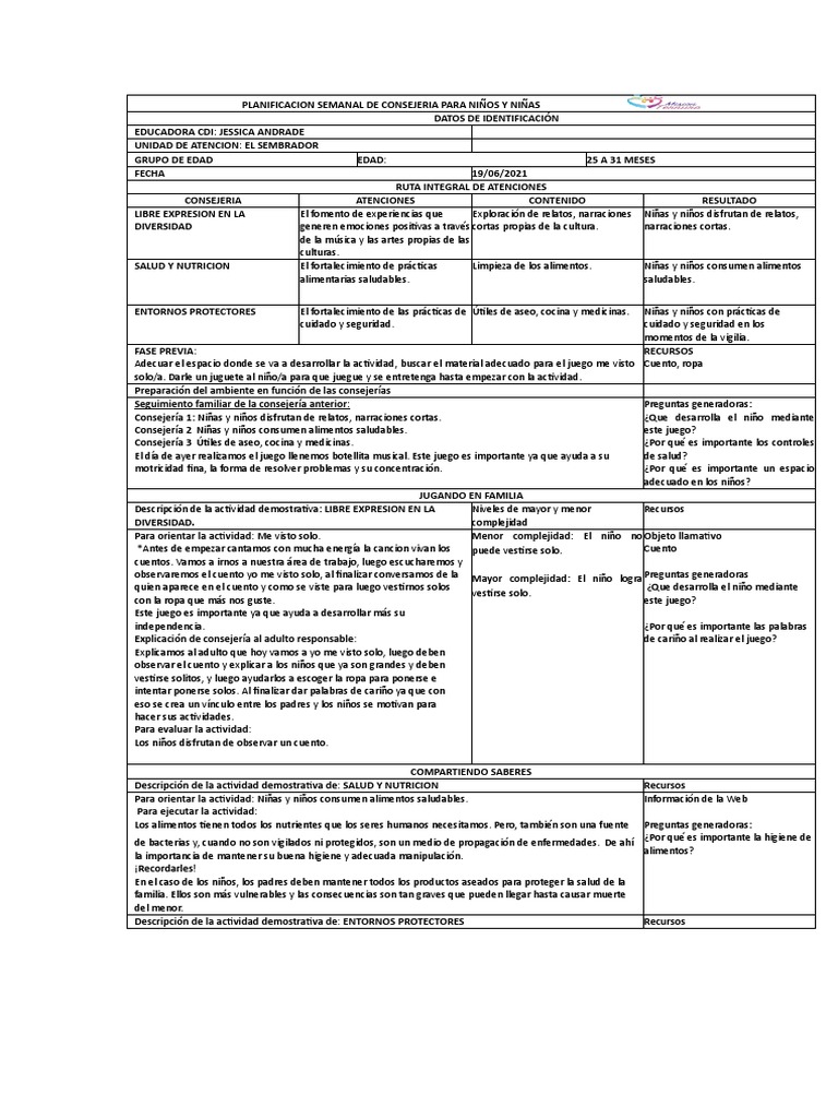 PLANIFICACIONEs | PDF | Alimentos | Nutrición